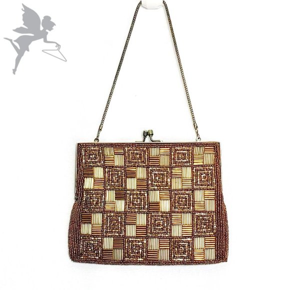 Walborg | Bags | Vintage Walborg Art Deco Bronze Parquet Beaded Bag ...
